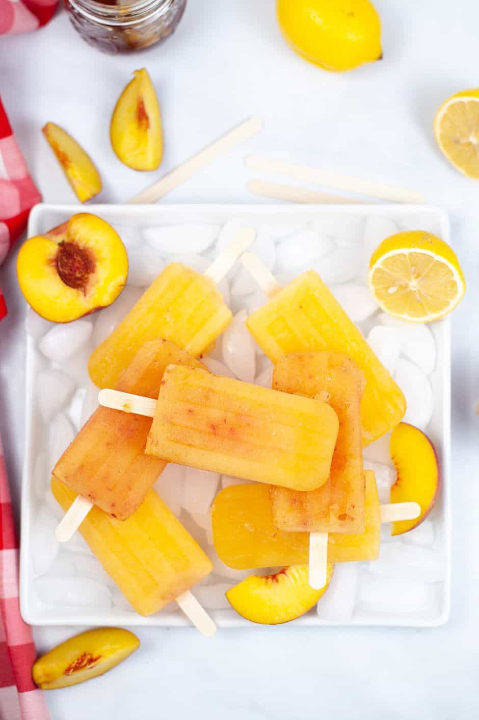 Three Ingredient Lemony Peach Popsicles - So Easy - Veggie Fun Kitchen