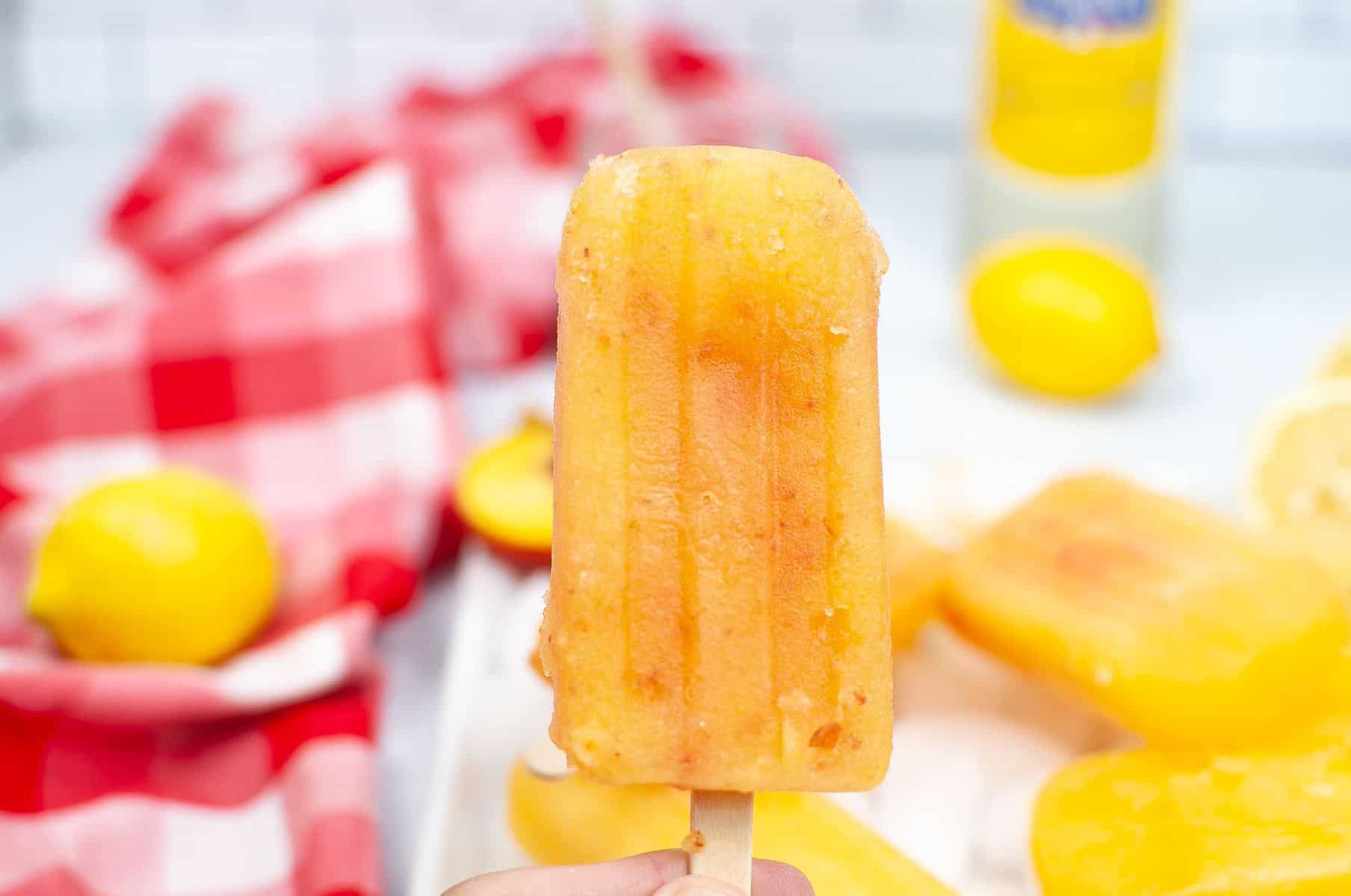 Three Ingredient Lemony Peach Popsicles - So Easy - Veggie Fun Kitchen