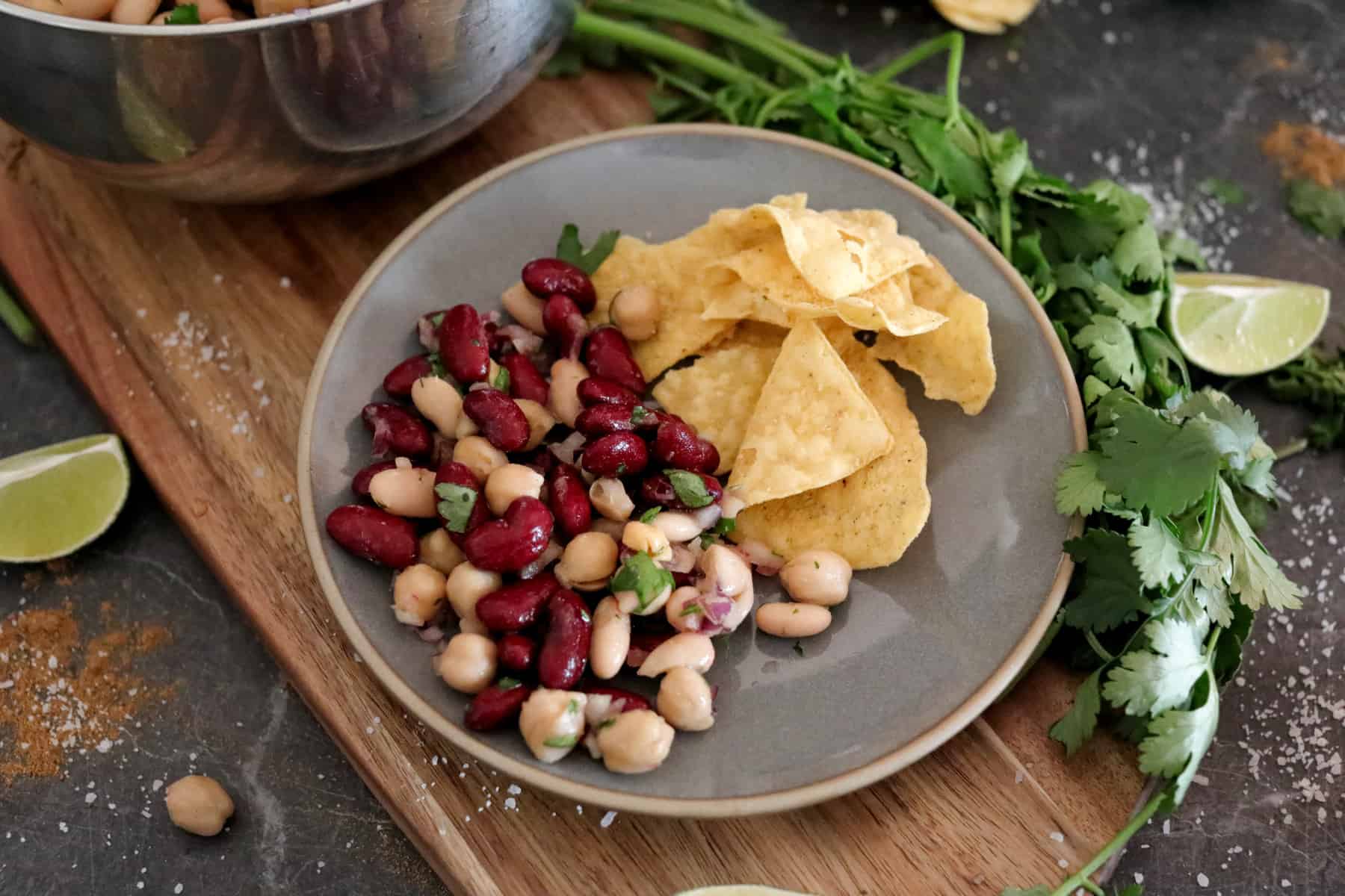 Vegan Bean Salad Recipe with Cilantro and Lime Juice - Veggie Fun Kitchen