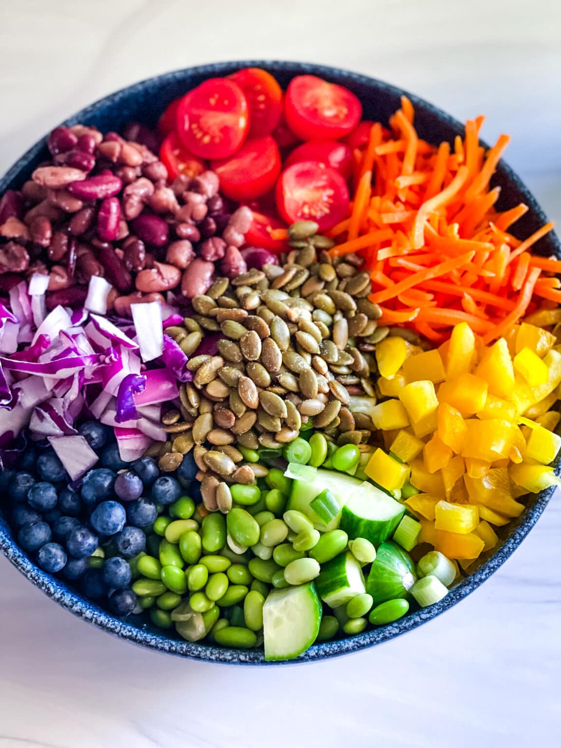 Rainbow Salad with fresh crisp vegetables - Veggie Fun Kitchen